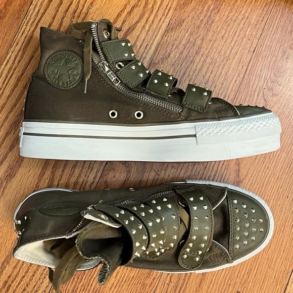 Converse | Shoes | Converse Hightop Studstrap Platform Sneaker Green ...